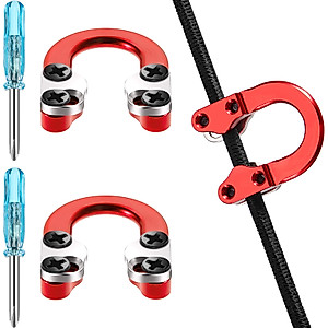 2 Sets Archery D Loop Compound Bow Metal U Nock D Ring Buckle Release Nocking Loop with Screwdrivers for Hunting Installation Accessories (Red)