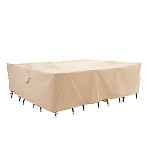 WJ-X3 Large Rectangular Beige Heavy-Duty Patio Table Cover, 136x88x36in - Wind-Resistant, Waterproof, Anti-Fade - Perfect for Outdoor Sectional Furniture Sets