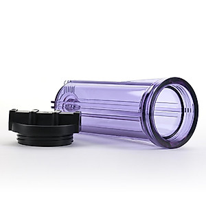 Hydronix HF3-10CLBK34, 10" Clear Housing with Black Rib Cap For RO & Filtration Systems, 3/4" Ports