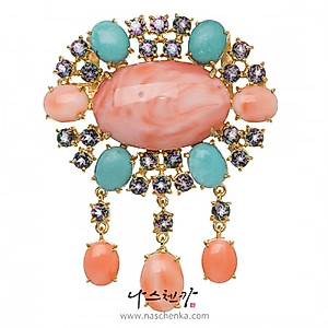 NASCHENKA Traditional Korean Hanbok brooch pin accessories gemstone jewelry for women moms gift