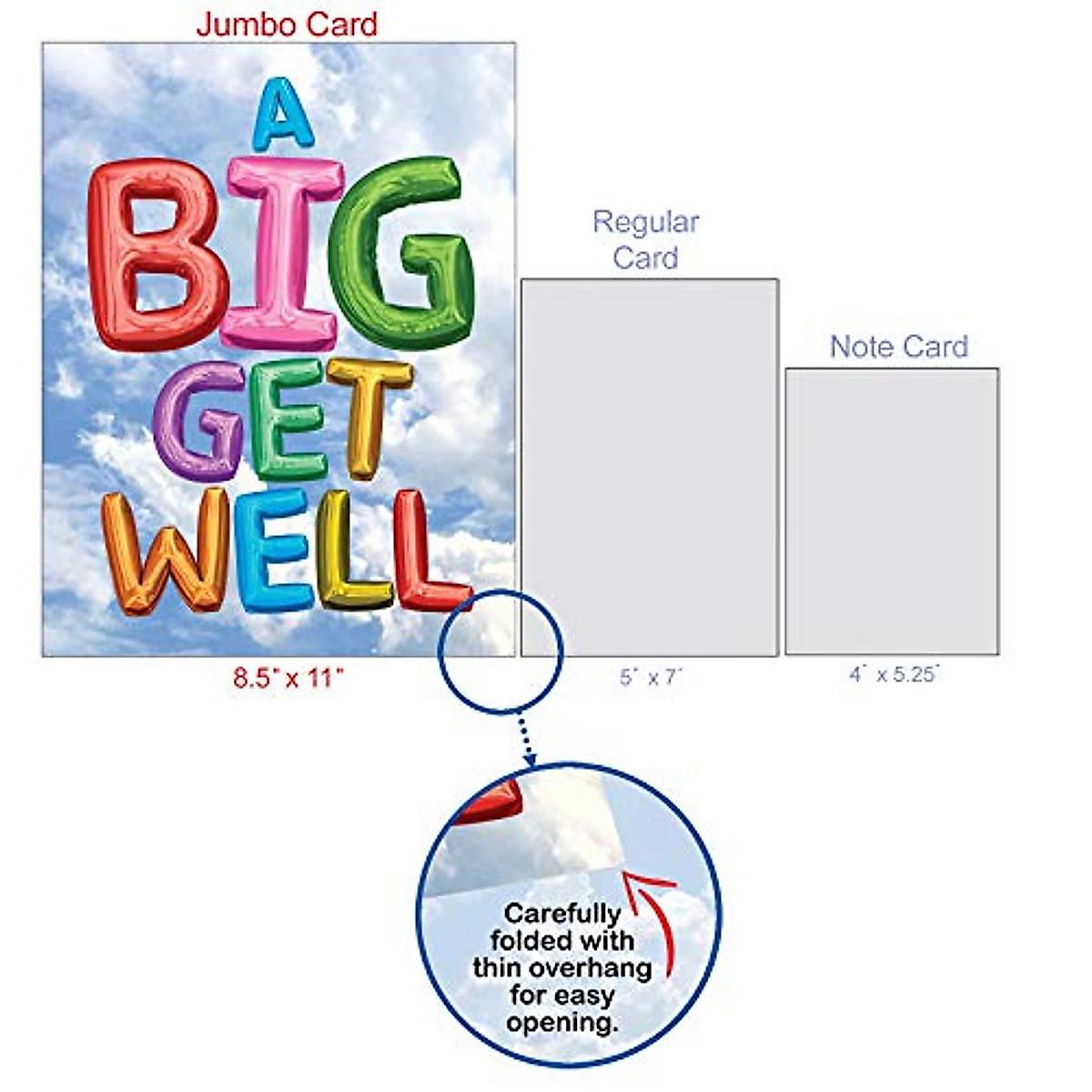 NobleWorks - Jumbo Get Well Greeting Card (8.5 x 11 Inch) - Beautiful Feel Better Soon, Group Notecard (Not 3D or Raised) - Inflated Messages From Us J5651FGWG-US