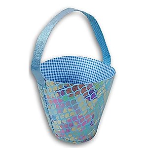 Mermaid Scale Soft Easter Basket Bucket Pail - 7 x 7 Inches