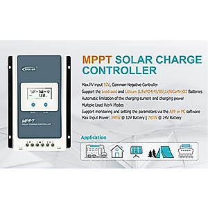 EPEVER MPPT 30A Solar Charge Controller, 30 Amp Solar Charge Regulator Mppt 12V/24V Auto Max 100V Input Negative Grounded Controller with LCD Display for Gel Sealed Flooded Lithium Battery Charging