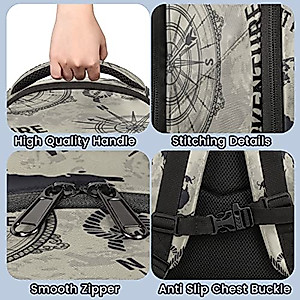 Herdesigns Custom Vintage Backpack for Men Women with Name Personalized Map Globe Compass School Bookbag Backpacks Customized Travel Casual Daypack Laptop Bag