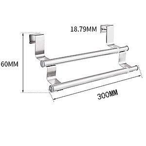 INDYAH Towel Racks，Double Tea Towel Holder for Hanging Over The Kitchen Cupboard Door - Towel Rack - No Drilling Necessary - Also Suitable As a Bath Towel Holder