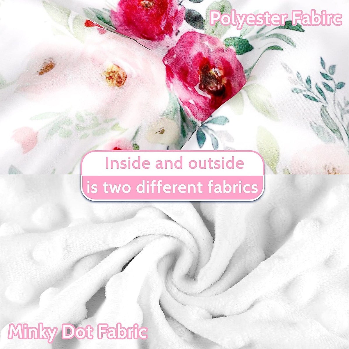 TANOFAR Car Seat Head Support & Car Seat Cover for Baby Girls,Soft Warm Carseat Insert, Double Layers, Watercolor Floral