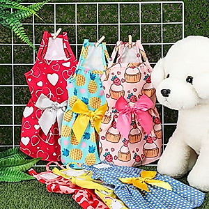 6 Pieces Puppy Dog Dress Pet Bowknot Princess Dress Puppy Floral Vest Skirt Pet Summer Dress Dog Cute Rosette Sundress Apparel for Small Dog Cat Pet (S (3-5lbs), Cute Style)