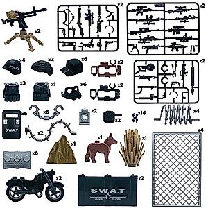 TACYILLU Weapons Pack Military Toy Swat Team Battle Building Blocks Set Combat Weapon Guns Accessories Pack Motorcycles Mini Figures kit for Boys Age 6+ Gifts,Perfect Combination with Major Brands
