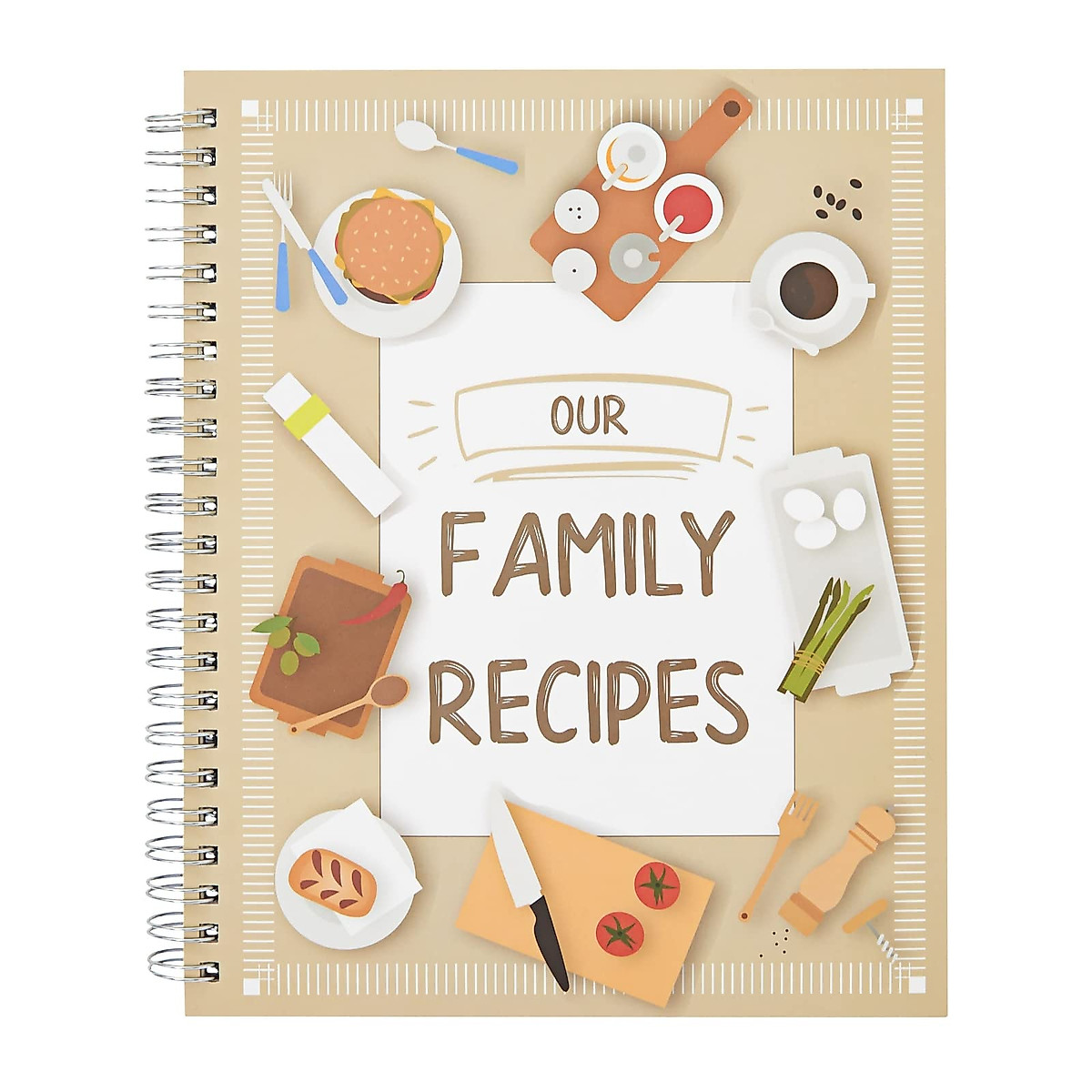 Family Recipe Book To Write In, Spiral Bound DIY Make Your Own Cookbook with 90 Pages (Blank Inside, 6.5 x 8.2 In)