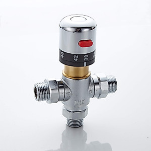 HHOOMMEE DN15 Thermostatic Water Mixing Valve, 3 Way 1/2 Inch Temperature Control Bathroom Faucet Shower Valve…