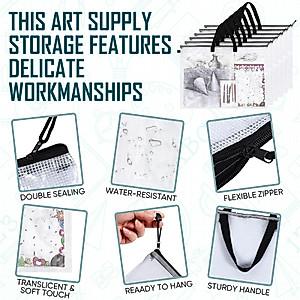 Windyun 6 Pcs Art Portfolio Bag Bulk 24 x 36 Inch Large Posters Storage Bag Black Portfolios Bags with Zipper and Handle Art Organizer for Pictures Portfolio Folder for Artwork