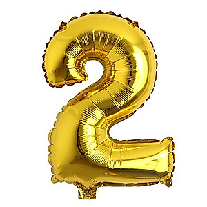 16" inch Single Gold Alphabet Letter number Balloons Aluminum Hanging Foil Film Balloon Wedding Birthday party decoration banner Air Mylar Balloons (16 inch Gold 2)