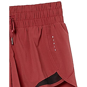 Amazon Essentials Women's Standard-Fit Ruched Waistband Woven Running Short (Previously Core 10), Ruby Red, Medium