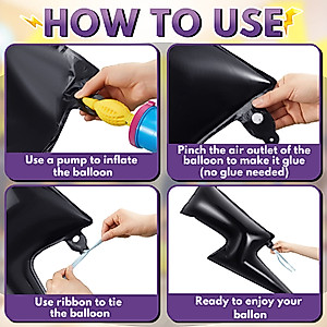 Deekin 10 Pcs Large Lightning Bolt 45 Inch Flash Balloons Foil Party Balloons Flash Birthday Party Supplies Lightning Bolt for Birthday Party Wedding Graduation Party Decorations(Black)