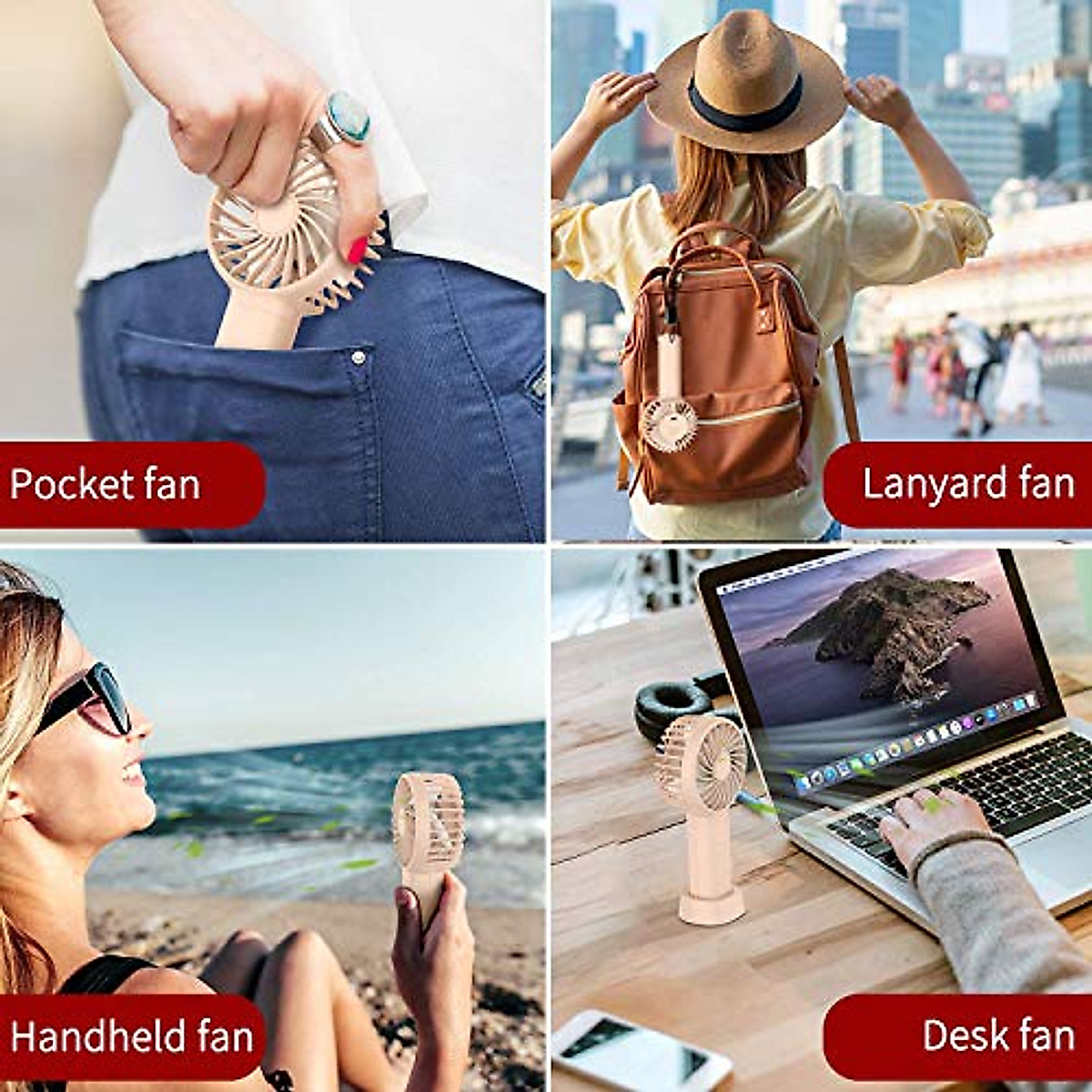 OUTXE Funme Mini Makeup Fan 3350mAh Eyelash Fan Portable Fan Handheld Fan USB 3 Settings Small Personal Fan Lightweight for Girls Women