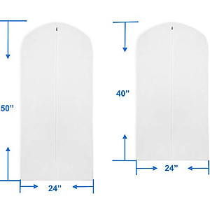5 Pack - Simplehouseware 40-Inch Translucent Garment Bags with Zipper for Suits, Dresses, Costumes, Uniforms