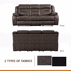 Homelegance Reclining Couch, Polished Microfiber Manual Double Recliner Sofa, Dark Brown