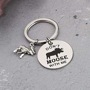 Lywjyb Birdgot Don't Moose With Me Keychain Funny Design Moose Gift (Don't Moose ky)