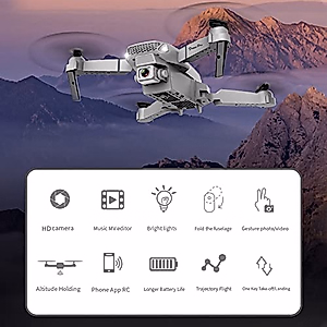 Drone With Camera 1080P HD FPV RC Quadcopter Helicopter, Altitude Hold, One Key Start, Headless Mode,Speed Adjustment Remote Control,Aircraft Toys Gifts For Kids Adult (White 1 Camera)