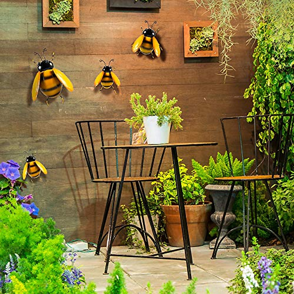 Vindar Metal Wall Art Bee Sculpture Garden Wall Art Decor Set of 3 Bee Outdoor and Indoor Decorative Art Wall Sculptures