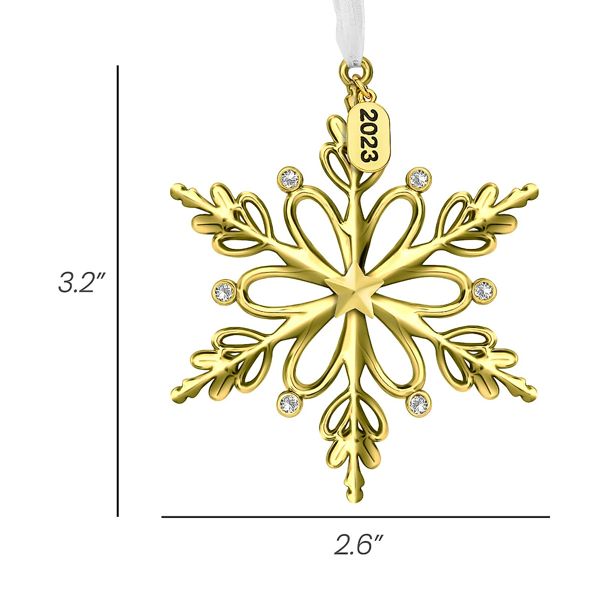 West style 2023 Golden Christmas Tree Ornaments–Metallic Snowflake Hanging Home Deco Hanging Pendant Holiday Keepsake Gift (C, Golden Snowflake)