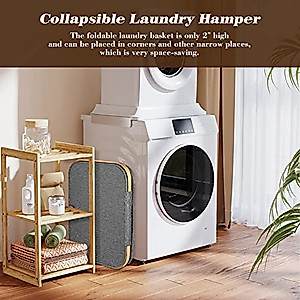 Large Laundry Basket with Lid - Collapsible Laundry Basket with Bamboo Handles, 100L Laundry Hamper for Clothes and Toys Storage, Hampers for Laundry with Inner Bag for Bathroom, Bedroom Grey