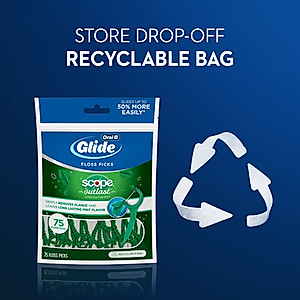 Oral-B Complete Glide Dental Floss Picks Plus Scope Outlast, Long Lasting Mint, 75 Dental Floss Picks, Green, Older Version, 450 Count, Pack of 6