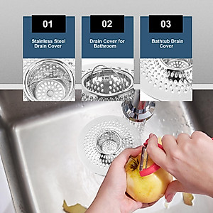 Angoily 1pc Sewer Filter Tub Drain Stopper Bath Tub Plug Hair Strainer Kitchen Drain Strainer Hair Snare Drain Screen Cover Tub Drain Strainer Hair Food Filter Cover Stainless Steel Sink