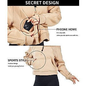 XWEAIJ Cropped Black Hoodies Oversized Sweatshirt Cute Clothes for Teen Girl Quarter Zip Pullover Women Casual Fleece Lined Thumb Hole Black Small