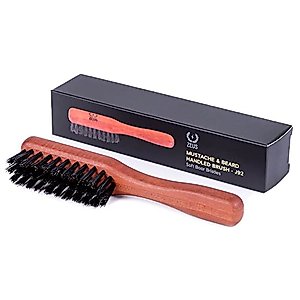 ZEUS Beard & Mustache Brush with Handle, Boar Bristle Brush for Untangling Beard Hairs – MADE IN GERMANY (SOFT BRISTLES) J92