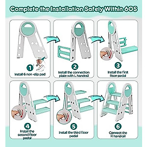 Gimars Upgrade Triple Stability Foldable Adjustable 2 Steps to 3 Steps Toddler Step Stool for Bathroom Sink, Step Stools for Kids with 6 Non-slip Pads,Handles for Toilet Potty Training,Kitchen Counter