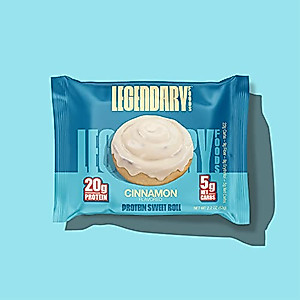 Legendary Foods High Protein Snack Cinnamon Sweet Roll | 20 Gr Pure Protein Bar Alternative | Low Carb Food | Low Sugar & Gluten Free Keto Breakfast Snacks | Healthy Cinnamon Rolls (10-pack)