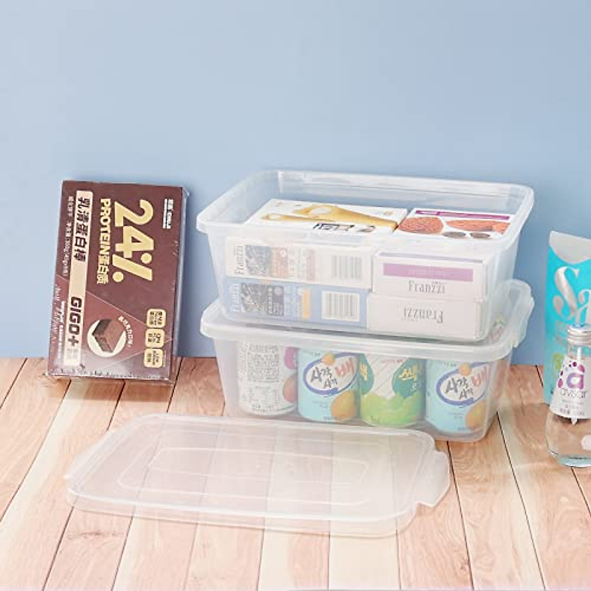 Pekky 6.5 Quart Clear Storage Bin, Plastic Latching Box with Lid, 4 Packs