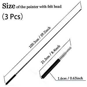 Pointer for Teachers, Yeeseok 4 Pcs Telescoping Teachers Pointers Stick Stainless Steel Extendable for Classroom Supplies (3 Pcs with Felt Tip & 1 Pcs with Capacitor Tip for Touch Screens iPad)