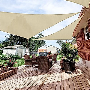Patio Paradise 16' x16'x 16' Beige Sun Shade Sail Triangle Canopy - Permeable UV Block Fabric Durable Outdoor - Customized Available