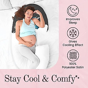 Beavion Satin Snuggle Pregnancy Pillow Cover, Satin Maternity Pillow Cover for Cooling Skin & Hair, Durable C and U Pillow Cover, Baby Blue Accent Color