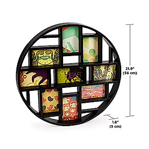 Umbra Luna Collage Picture Frame Holds Nine 4x6" Photos, Large 22-Inch Diameter, Black