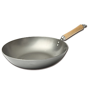 JOYCE CHEN Classic Series 12-Inch Carbon Steel Stir Fry Pan with Birch Handle