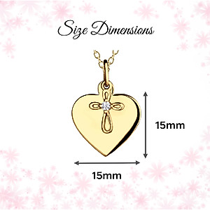 Personalized 14K Gold-Plated Heart with Cross Charm Necklace with Engraving, First Communion Gift for Girls, Custom Engraved Confirmation Gift for Teens, Women (16-18 inch-adjustable)