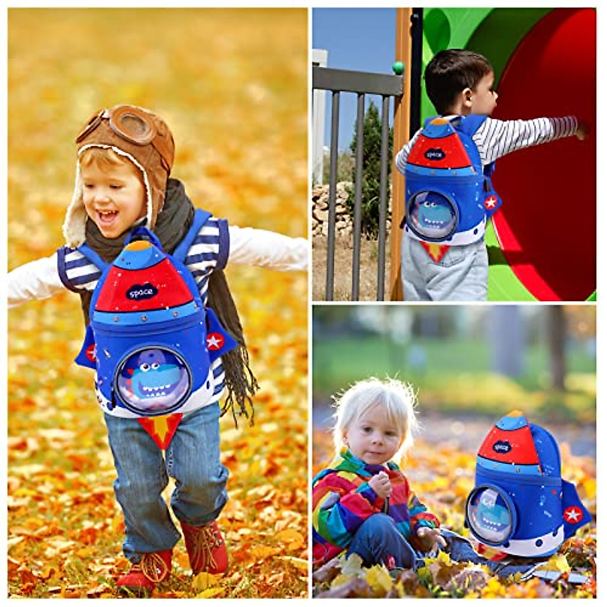 Augot Toddler Backpack, Kids Preschool Backpack 3D Cute Cartoon Backpack for Kids Mini School Backpack for Toddler Boys Girls (Royal Blue, Rocket)