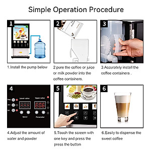 gusohapy 4 Flavors, 4 Cold Drinks And 4 Hot Drinks, Filtered Water Commercial Instant Coffee Milk Tea Machine Commercial Beverage Dispenser Self Cleaning and parts