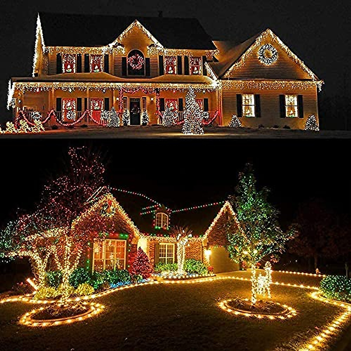 kemooie 2 Pack Outdoor Solar String Lights, 200 LED Upgraded Solar Fairy Lights with Remote, 8 Twinkle Modes Outdoor Christmas Lights for Garden,Christmas, Decorations(Warm White)