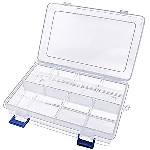 Xiaoyztan 8 Grids Plastic Storage Box with Removable Divider Case for Electronics Jewelry Sewing Tool Gadgets