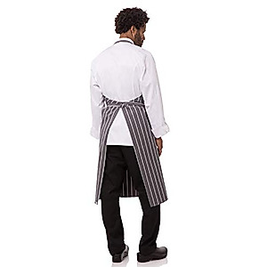 Chef Works Unisex English Chef Apron, Grey W/ Wht Stripe, One Size