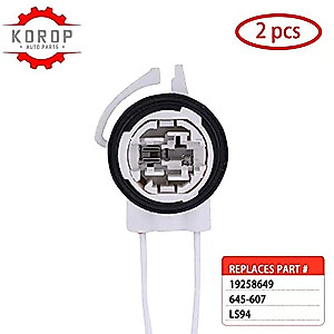 Light Socket Wire Harness Pigtail Repair Kit (2pcs) LED/Standard, Bulbs# 4114,4157,3157,Replaces# 19258649, LS94,645-607,Daytime Running Light Socket,Turn Signal Lamp Socket,Brake Light Socket