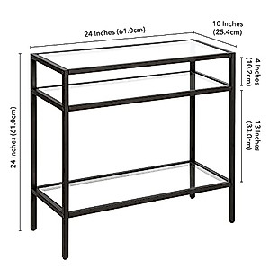 Henn&Hart 24" Wide Rectangular Side Table in Blackened Bronze, Table for Living Room, Bedroom