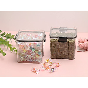 PQZKLDP 2pcs Airtight Food Storage Containers 0.7L(23.7OZ)-with Lids BPA Free Clear Plastic Kitchen and Pantry Organization Canisters for Cereal, Dry Food Flour & Sugar - Labels, Marker & Spoon Set