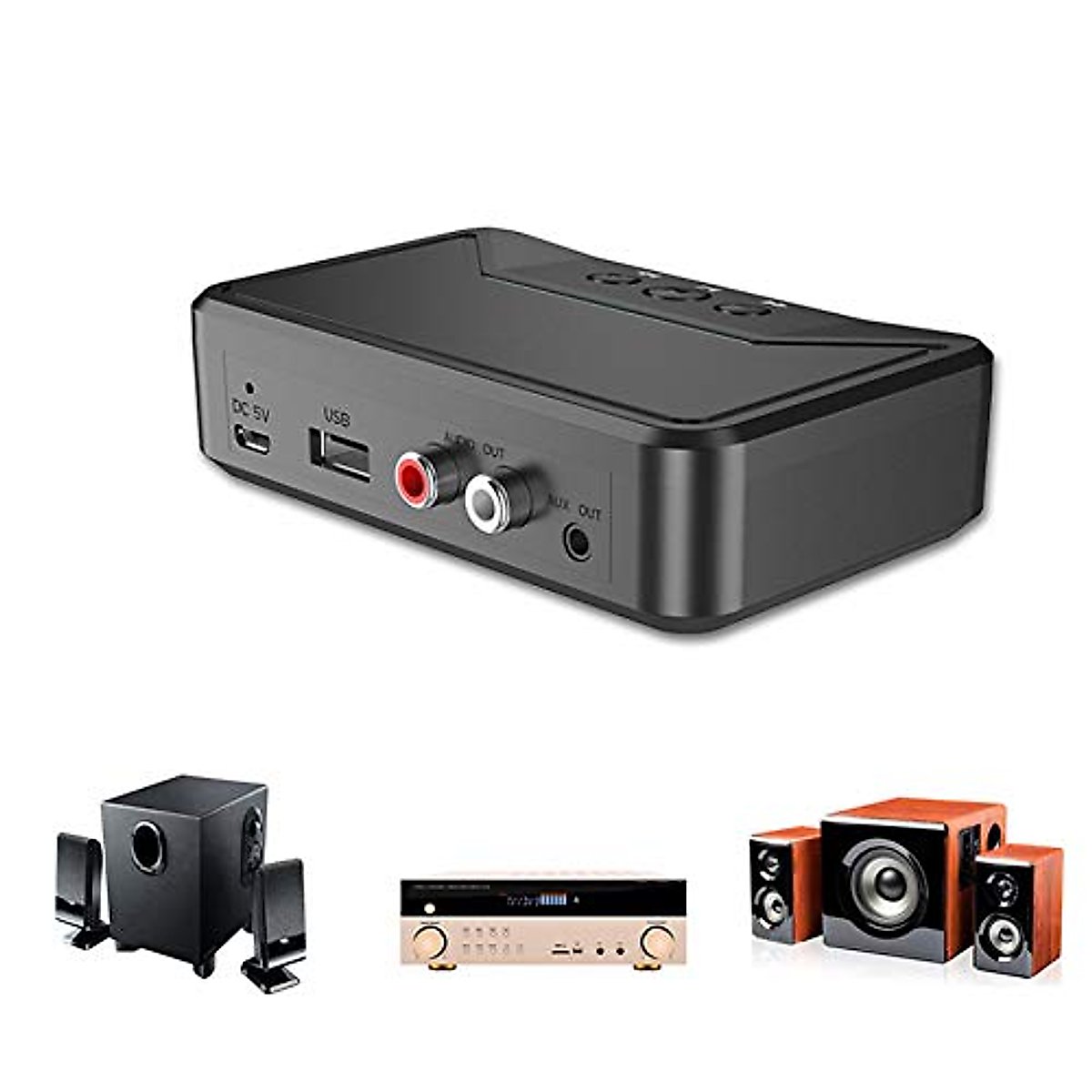 Jopwkuin Bluetooth 5.0 Receiver, NFC Near Field Pairing Perfect Sound Quality BT Receiver Long Range for AV Audio for Playing Music