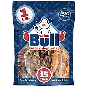 ValueBull Beef Jerky Gullet Sticks for Dogs, 1 Pound - Premium Dog Taffy Chews, Healthy Joint Glucosamine Jerky, Puppy Teething Treat, Beef Esophagus Dog Treats, Chondroitin Joint Support
