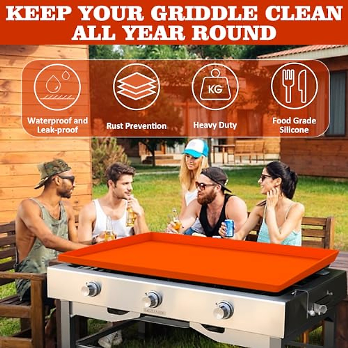 Silicone Blackstone Griddle Cover, 28 Inch Blackstone Griddle Cover Mat, Reusable Heavy Duty Food Grade Blackstone Accessories, Protect Grill From Rust,Insects, Leaves